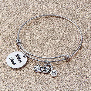 SEIRAA Biker Gift Motocycle Bracelet Biker Chick Gift Expandable Bracelet Jewelry (Biker Chick)