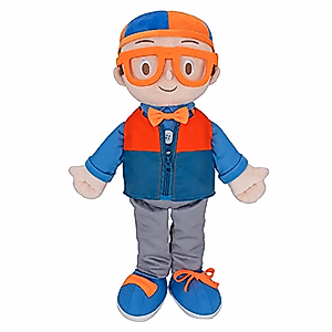 Blippi Get Ready and Play Plush - 20-inch Dress Up Plush with Sounds, Teaches Children to Tie Shoes, Button Shirts, Snap Suspenders, Zip Vest-Jacket, Roll Sleeves and Socks and More - Amazon Exclusive