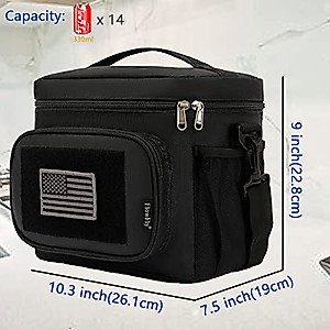 FlowFly Tactical Lunch Bag Large Insulated Lunch Box Cooler Tote for Men, Women with MOLLE / PALS Webbing (Black)