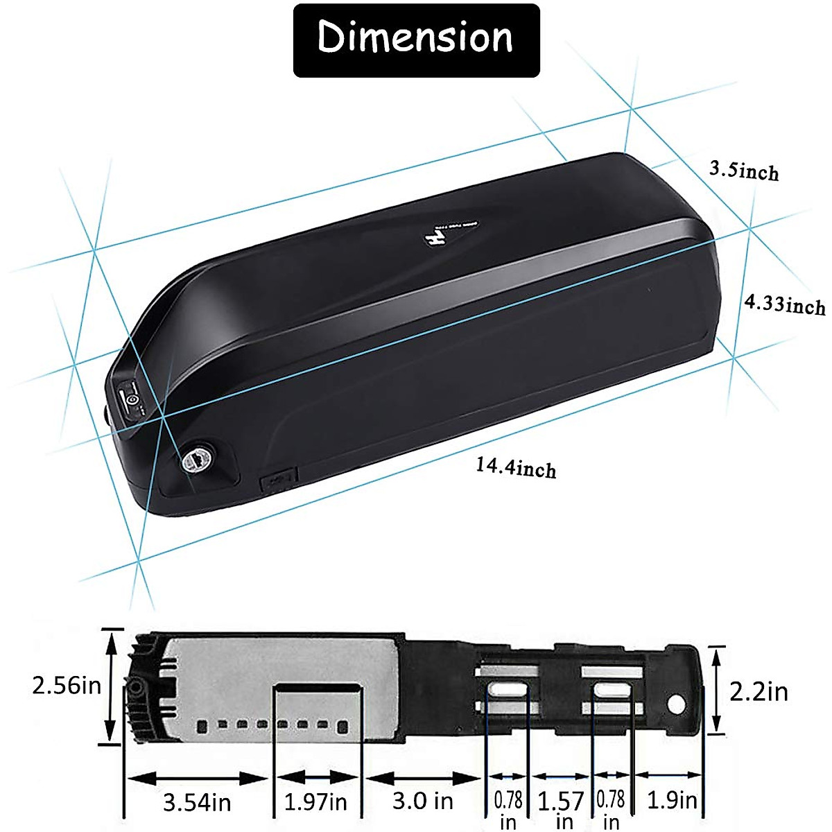 Yasco (US Warehouse) 48v Ebike Battery 13Ah Removable Waterproof Down Tube Large Capacity Lithium Battery for 500w/750w/1000w Adult Electric Bike Conversion Kit