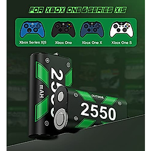 Charger for Rechargeable Xbox One Controller Battery Pack with 4x2550mAh Batteries for Xbox Series X|S/Xbox One, Battery Charger Station for Wireless Xbox One S/Xbox One X/Xbox One Elite Controllers