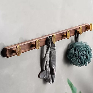 FEELIN Coat Hanger Wall Mount New Chinese Style Wooden Clothes Hook Door Porch Clothes Hook Living Room Wall Row Hook Hanger Coat Rack Wall Mounted Coat Rack (Size : Medium)