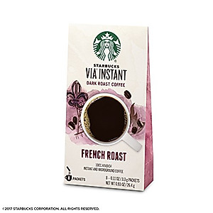 Starbucks VIA Instant Coffee Dark Roast Packets — French Roast — 100% Arabica - 8 Count (Pack of 12) - Packaging may vary