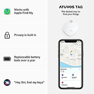 ATUVOS Luggage Tracker, Key Finder, Smart Bluetooth Tracker Pairs with Apple Find My (iOS Only), Item Locator for Bags, Wallets, Keys, Waterproof IP67, Anti-Lost 4 Pack