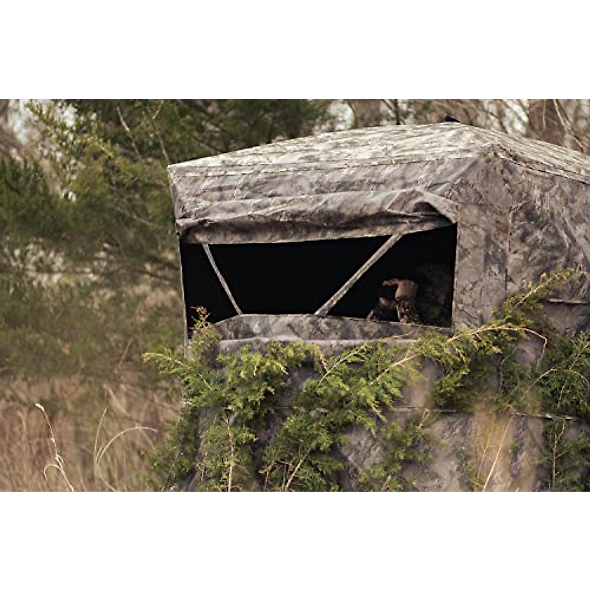 Muddy Outdoors Prevue 4-Person Heavy-Duty Camo Hunting Ground Blind, Mossy Oak Elements Terra (PVB4)
