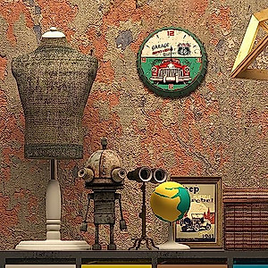 Vintage Lid Shape Wall Clock, 12-Inch Iron Wall Clock, Suitable for Office, Bar, Bedroom, Living Room (Blue)