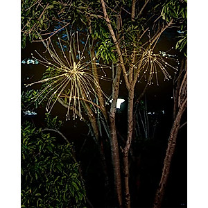 4 Pack Solar Fireworks Lights Clip On Lights 150 LED Waterproof Fairy String Lights 8 Modes Lighting Outdoor Lights Christmas Lights for Garden Patio Party Wedding Decorative (Warm White)