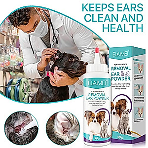 Removal Ear Powder for Pets, Dog Ear Cleaner, Removes Irritation, Itching and Infection, Reduce Ear Scratching and Head Shaking, Pets Ear Infection Treatment, Cleans & Remove Odors