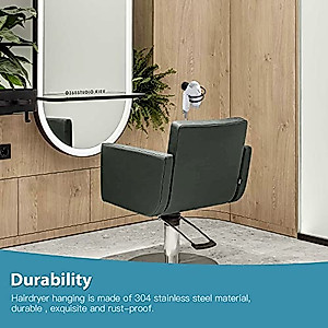 Hair Dryer Holder YUESIMATE Hairdryer Hanging Rack Blower Dryer Holder Bathroom or Bedroom Hair Dryer Organizer Wall Mounted Stainless Steel, 4.33 Inches, Matte Black