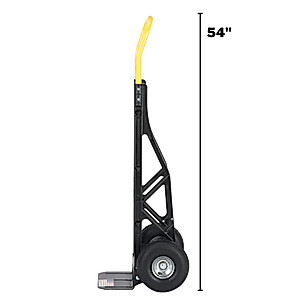 Harper Trucks Flat Free 600 Pound Capacity Heavy-Duty Nylon Frame Hand Truck Dolly Cart w/Steel Baseplate for Warehouses, Offices & Construction Site