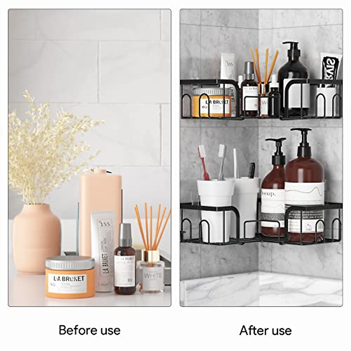 XHENEEB Shower Organizer Corner 3 Pack Corner Shower Shelf Adhesive Shower Caddy Corner Only for 90 Degrees Angle