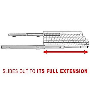 HOLD N' STORAGE Pull Out Cabinet Organizer, Heavy Duty-with Lifetime Limited Warranty -11”W x 21”D - Requires At Least a 12-1/4” Cabinet Opening, Steel Metal cabinet drawers slide out, Chrome Finish