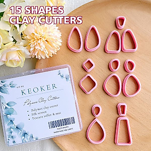 Keoker 15 Organic shape Clay Cutters for Polymer Clay Jewelry, Polymer Clay Cutters for Clay Earrings Jewerlry Making (ALL)