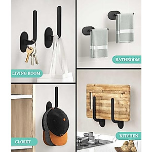 Eiito Hat Hooks for Caps Storage-4Pack,Multi-Purpose Hat Organizer,Strong Adhesive Hat Racks for Wall, Two Mounting Options RV Organization and Storage Cap Hanger(Black)