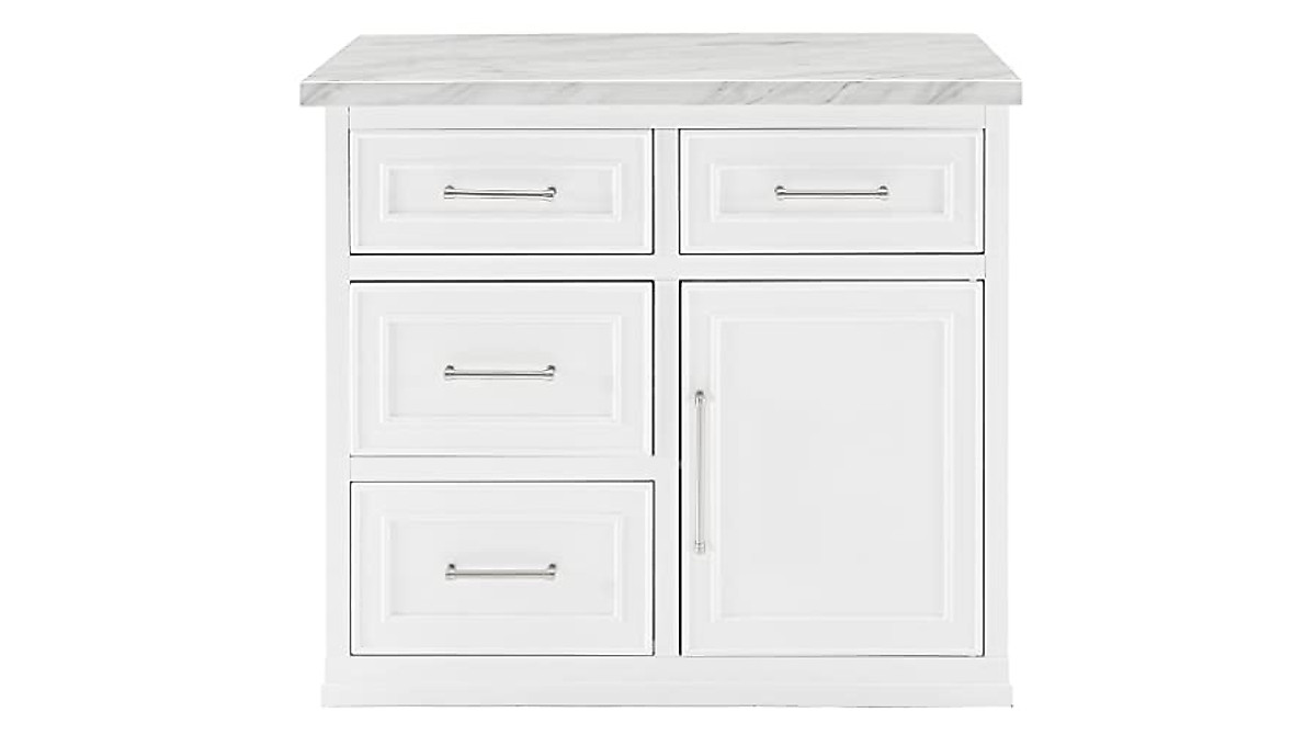 Crosley Cutler Kitchen Island with Faux Marble Top - White