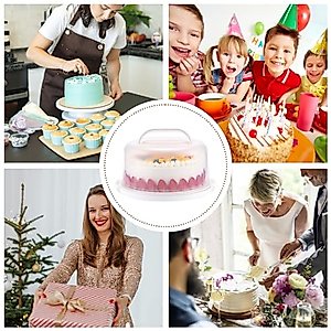 Cake Carrier with Lid and Handle, Multipurpose Cake Stand Fits 10 inch Cake, Cupcake Containers for 11 Cupcakes，Cake Holder Serves as Five Section Serving Tray, Portable Cheesecake Container, White
