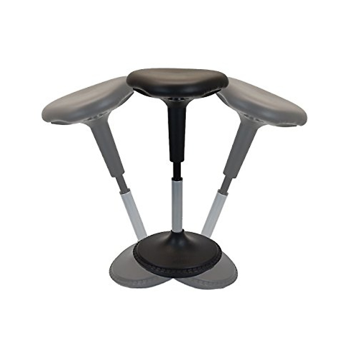 WOBBLE STOOL Standing Desk Chair ergonomic tall adjustable height sit stand-up office balance drafting bar swiveling leaning perch perching high swivels 360 computer active sitting black saddle seat