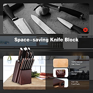 GOFLAME 16-Piece Kitchen Knife Set with Block, Stainless Steel Chef Knife Set with Sharpener, Versatile Kitchen Scissors, 6 PCS Steak Knives, Professional Knife Block Set with Ultra-Shape Edge