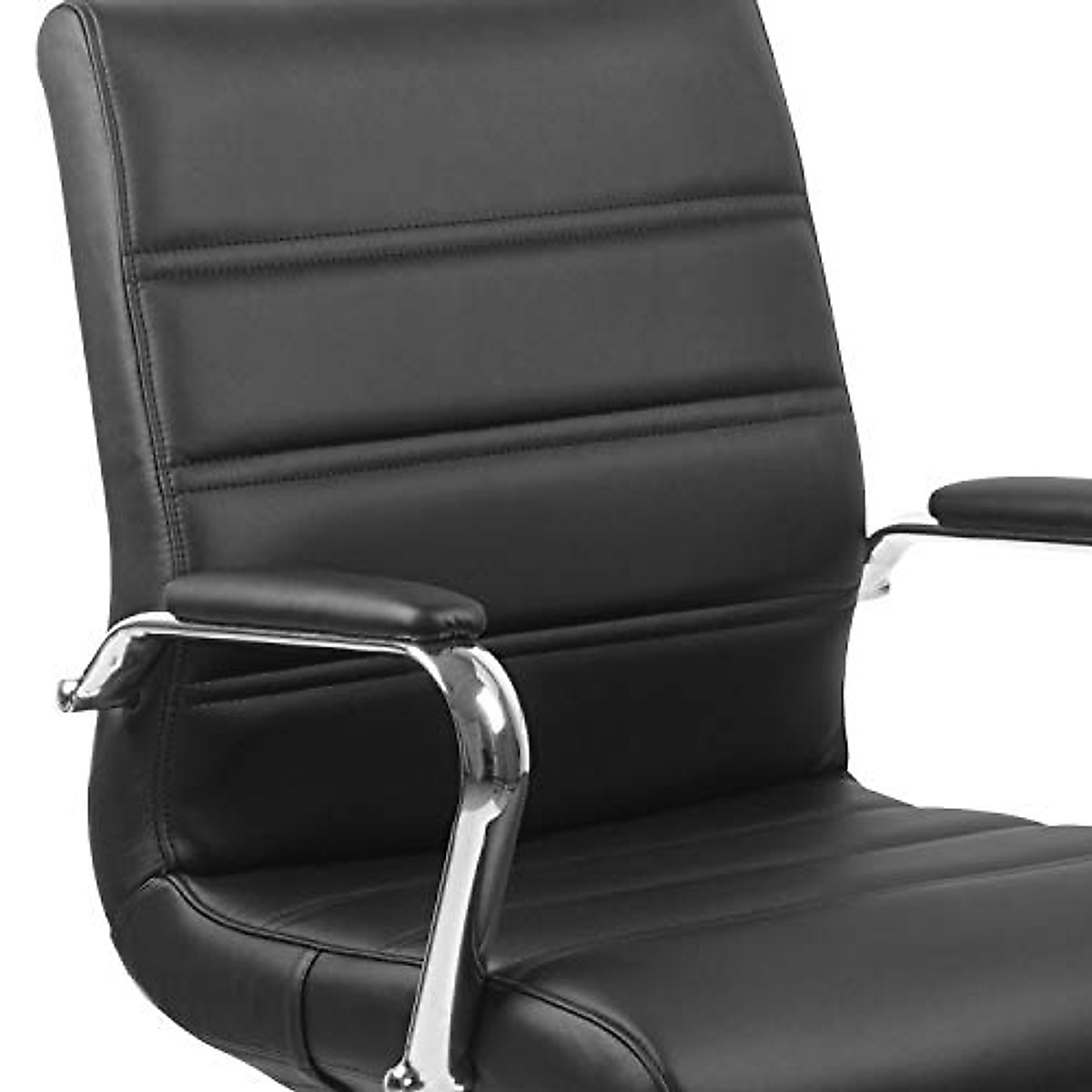 Flash Furniture Whitney Mid-Back Desk Chair - Black LeatherSoft Executive Swivel Office Chair with Chrome Frame - Swivel Arm Chair