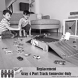 Hot Wheels Replacement Parts Playset FTH77 - Track Builder System Race Crate Die-Cast Car Track ~ Replacement Gray 4 Part Track Connector