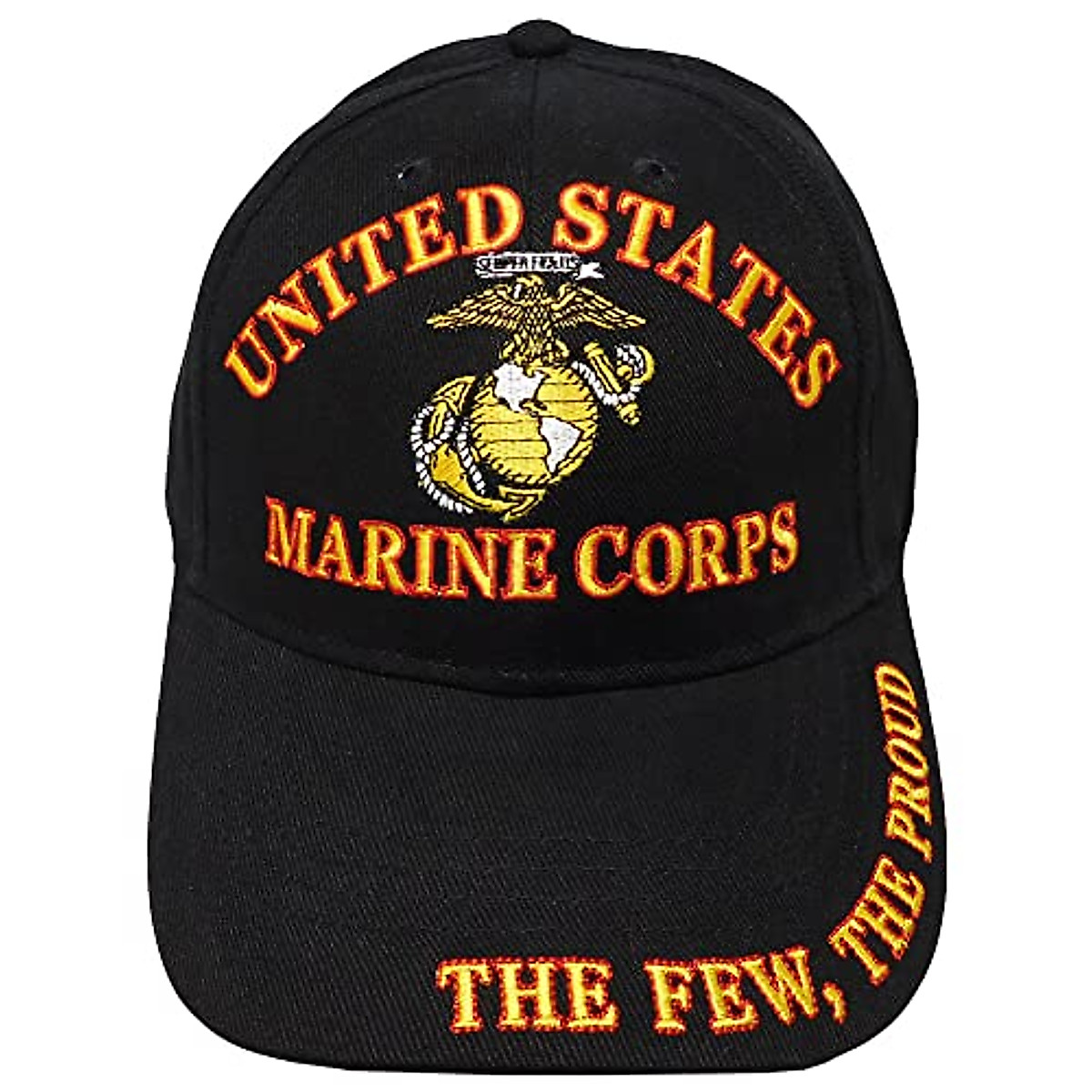 United States Marine Corps EGA The Few, The Proud Black Cotton Adjustable Embroidered Baseball Cap Hat - Officially Licensed