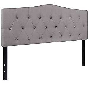 Flash Furniture Cambridge Tufted Upholstered Queen Size Headboard in Light Gray Fabric
