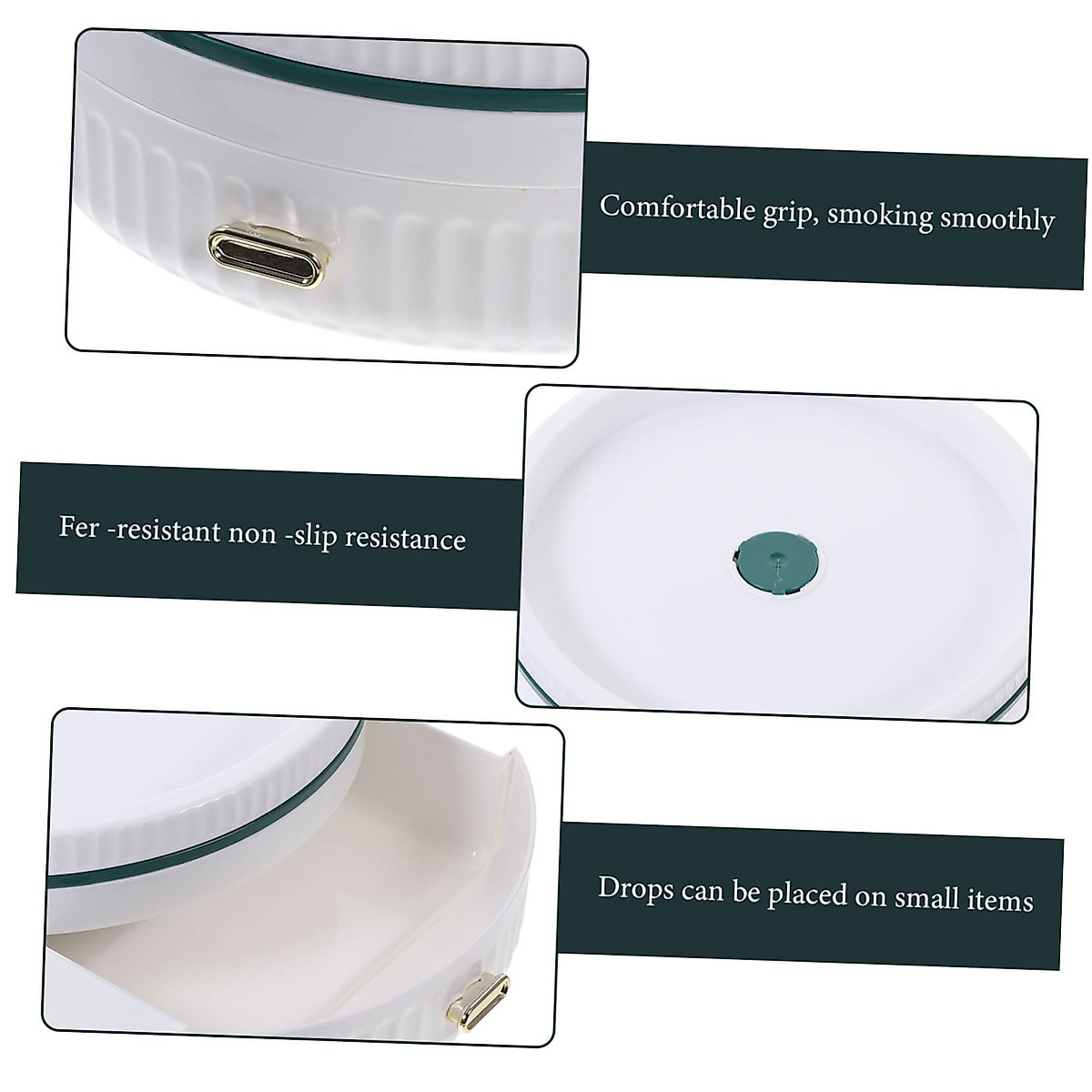 Zerodeko Rotating Spice Rack Kitchen Holder Makeup Holder Round Rotating Organizer Tray Cabinet Organizer Plastic Serving Tray Kitchen Seasoning Holder White pp to Rotate Desktop Food