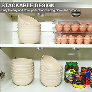 Eccliy 24 Pcs Unbreakable Cereal Bowls 24oz Reusable Bowls for Kitchen Wheat Straw Fiber Soup Bowls Lightweight Plastic Bowls, Microwave and Dishwasher Safe, for Ramen Salad (White)