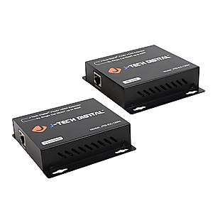J-Tech Digital HDMI Extender Over Single Cat5e/6/7 HDMI Over Ethernet 1080p with IR Extension - Up to 400ft [TX + RX]