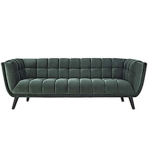 Modway Bestow Mid-Century Performance Velvet Upholstered Tufted Sofa In Green