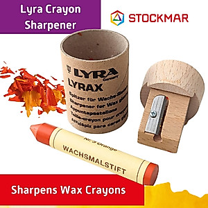 Lyra Stockmar Stick Crayon Sharpener-Twist Off Wood Top w/Cardboard Barrel- Jumbo Crayon Sharpener for Large Beeswax Crayons -Waldorf Art Supplies, Made in Germany