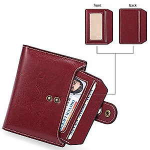 GOIACII Leather Wallets for Women RFID Blocking Zip Around Coin Purse Small