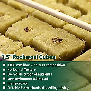 Jowlawn 1.5" Rockwool Cubes for Hydroponics - 2 Sheets Rockwool Grow Cubes for Rooting, Cuttings, Clone Plants, Starting Seeds, Ideal Rockwool for Hydroponic Growing (98 Plugs in Total)
