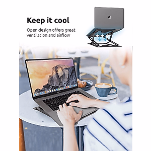 2023 Laptop Stand – Lightweight & Durable Metal Design - Aluminum Foldable Portable Computer Stand - Ergonomic Laptop Holder - Multi-Angle Notebook Riser – for All Laptops 11-17” (Space Grey)