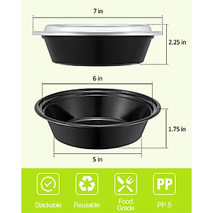 SHOPDAY Meal-Prep-Containers-[35 Pack] 24 oz Plastic-Food-Storage-Containers-with-Lids, Disposable-Food-Prep-Containers-Microwave-Safe, Meal-Prep-Bowls-Reusable, BPA Free To-Go-Contianers-for-Lunch