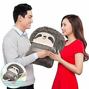 Sloth Wearable Hooded Blanket for Adults - Super Soft Warm Cozy Plush Flannel Fleece & Sherpa Hoodie Throw Cloak Wrap - Sloth Gifts for Women Adults and Kids