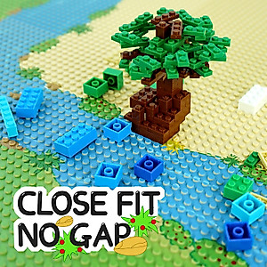 EKIND 6-Pack 10" x 10" Rainforest Base Brick Plate Compatible for All Major Brands, Scenes Baseplates for River, Tropical Treehouse Scenery and More Building Blocks Kids Toy (2 Straight + 4 Curve)