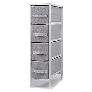 ZSEDP Narrow Dresser with 4 Fabric Drawers Vertical Slim Storage Dresser Storage Tower with Sturdy Metal Frame Storage Box Drawer Rack