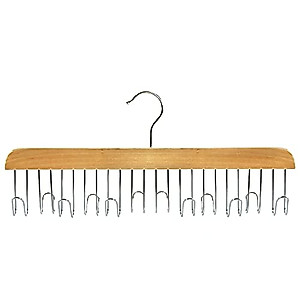 HANGERWORLD Wooden Belt Hanger for Closet with 12 Hooks - Jewelry, Tie and Belt Organizer Rack