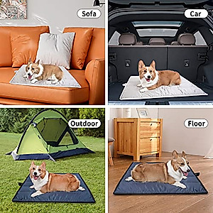 WELLYELO 51x36In XL Outdoor Dog Bed Mat Dog Crate Pad Portable Dog Crate Mats Washable Dog Beds for Extra Large Dogs Kennel Pads Sleeping Mattress (51x36, Blue)