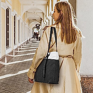 Cute Tote Bags for Women,Lightweight Laptop Bag with Zipper and Pockets for Work Travel College,School Book Bag Handbags,Canvas,Black