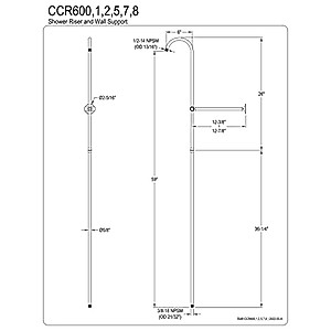 Kingston Brass CCR601 Vintage Shower Riser And Wall Support, 6-Inch, Polished Chrome