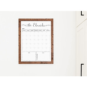 Customized Dry Erase Whiteboard Framed Calendar, Wet Erase or Dry Erase, 18x24 or 24x36 Wall Calendar, Monthly Calendar, Family Name Calendar