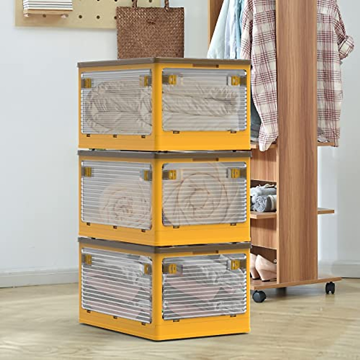 Plastic Storage Bins with Lids for Organizing, 90.54 QT, Sterilite Storage Bins with Lids, Clear Storage Bins with Lids & Wheels, Stackable Storage Bins, Large Storage Bins with Lids Set 1 Pack