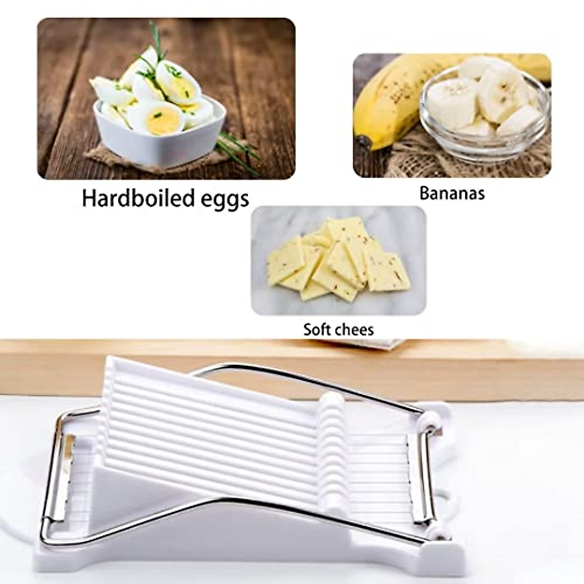 Qaxlry Slicer - Luncheon Meat Slicer - Egg Slicer - Tomato Banana Mushroom Slicer - Multipurpose Slicer with Stainless Steel Wire - Cuts 11 Slicers