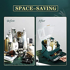 LXM Makeup Organizer Drawer Dustproof Cosmetic Storage Beauty Organizer, Makeup Utensils for Bathroom,Stylish with Chrome Handles Big (Color : White)