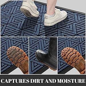 Yimobra Door Mat Outdoor Entrance, Heavy Duty Durable Front Welcome matt for Outside Home Entry, Doormat for Back Patio Floor Porch Garage Office, Low Profile, Easy Clean, Waterproof, 29.5 x 17, Blue