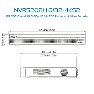EmpireTech Surveillance NVR Smart AI NVR 8 Channel 1U 4K&H.265 None POE Version Pro Network Video Recorder Max 320Mbps Incoming Bandwidth,Support SMD+,NVR5208-4KS2