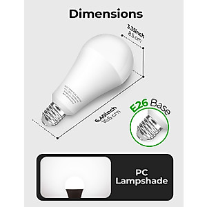 UNILAMP 300 Watt Equivalent Light Bulb, 33W LED Light Bulb E26 Daylight 5000K, Super Bright 4060LM, A23 LED Edison Screw Bulb for Garage, Warehouse, Street Backyard, Non-Dimmable, 2-Pack
