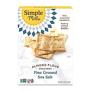 Simple Mills Almond Flour Crackers, Fine Ground Sea Salt - Gluten Free, Vegan, Healthy Snacks, 4.25 Ounce (Pack of 1)